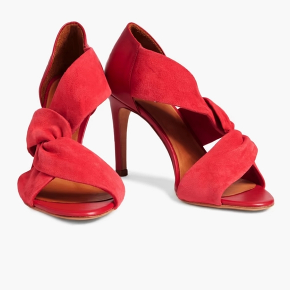 IRO | Shoes | Iro Claire Twist Front Suede Leather Sandals Heels Red ...